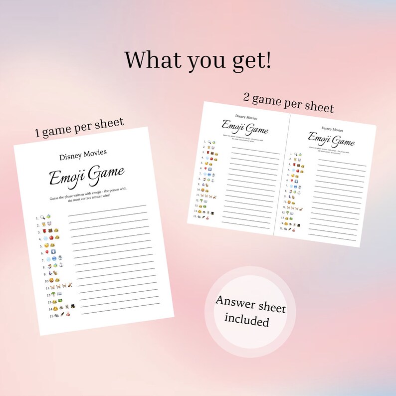 Disney Movie Pictionary Emoji Game, Printable Party Games, Fun Family ...