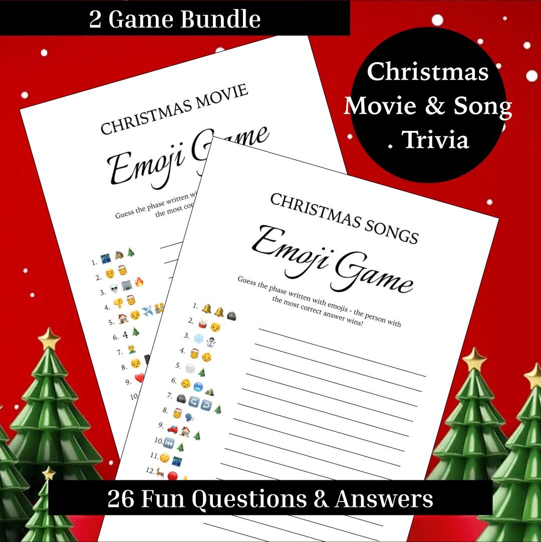 Christmas Movie and Song Emoji Pictionary Trivia Game, Fun Family ...