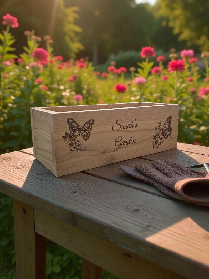 Personalized Cedar Planter Box | Butterfly Design/garden/patio/indoor ...