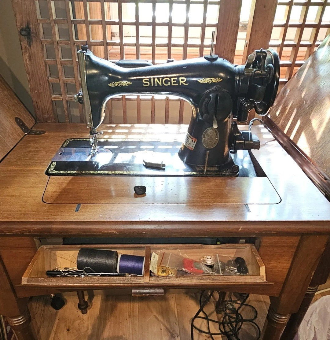 Singer Model 15 Sewing Machine With Foot Pedal and Complete Desk - Etsy ...