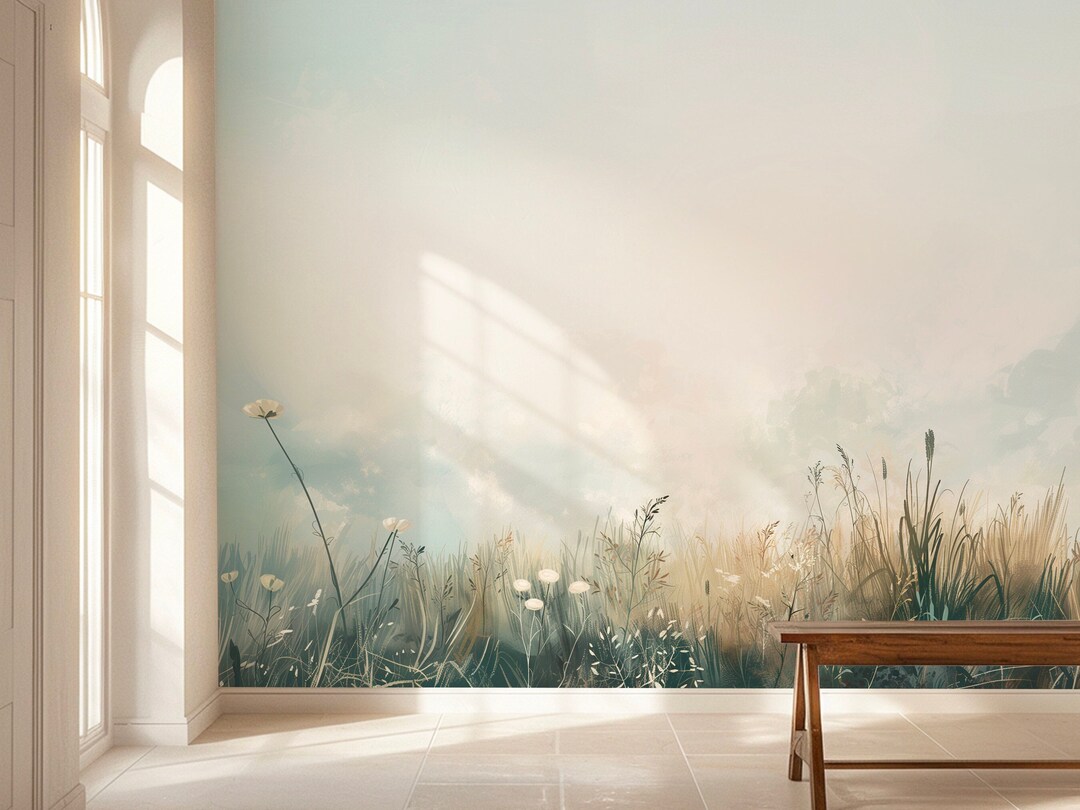 Grass Wall Mural, Removable Peel and Stick Wallpaper, Meadow Vintage ...
