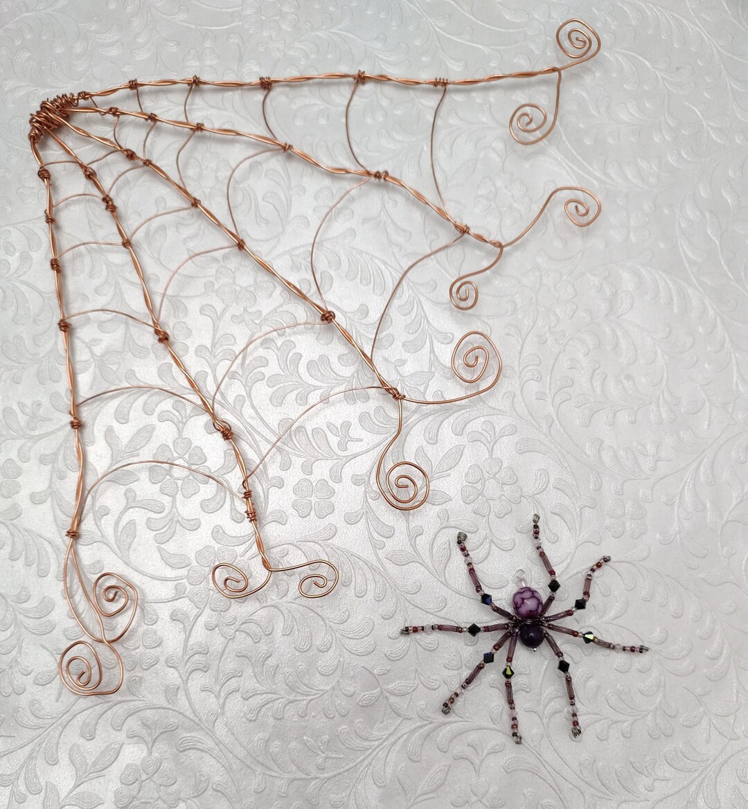 Copper Wire Spider Web Decoration for Halloween - Etsy