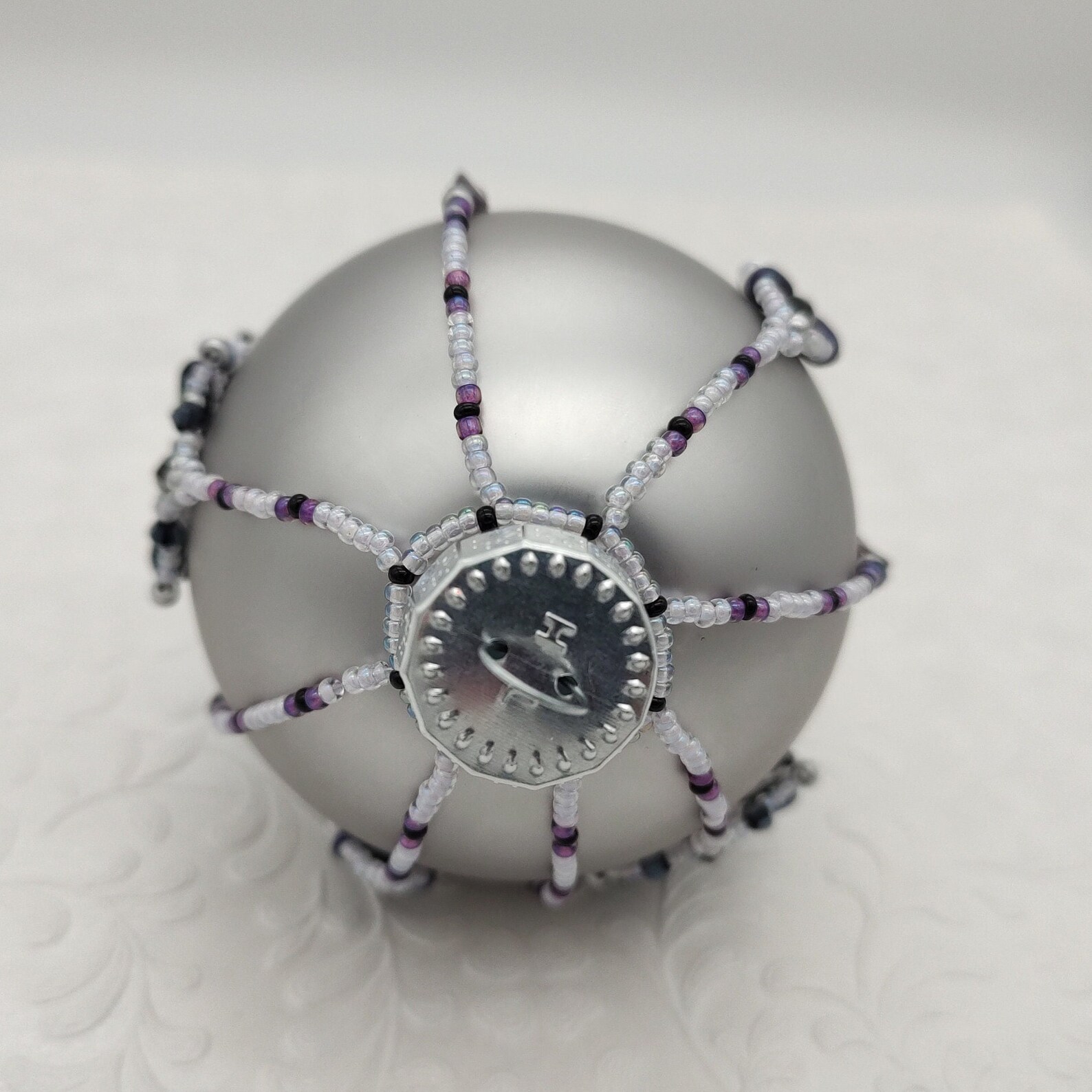 Purple & Silver Beaded Glass Christmas/holiday Ornament - Etsy