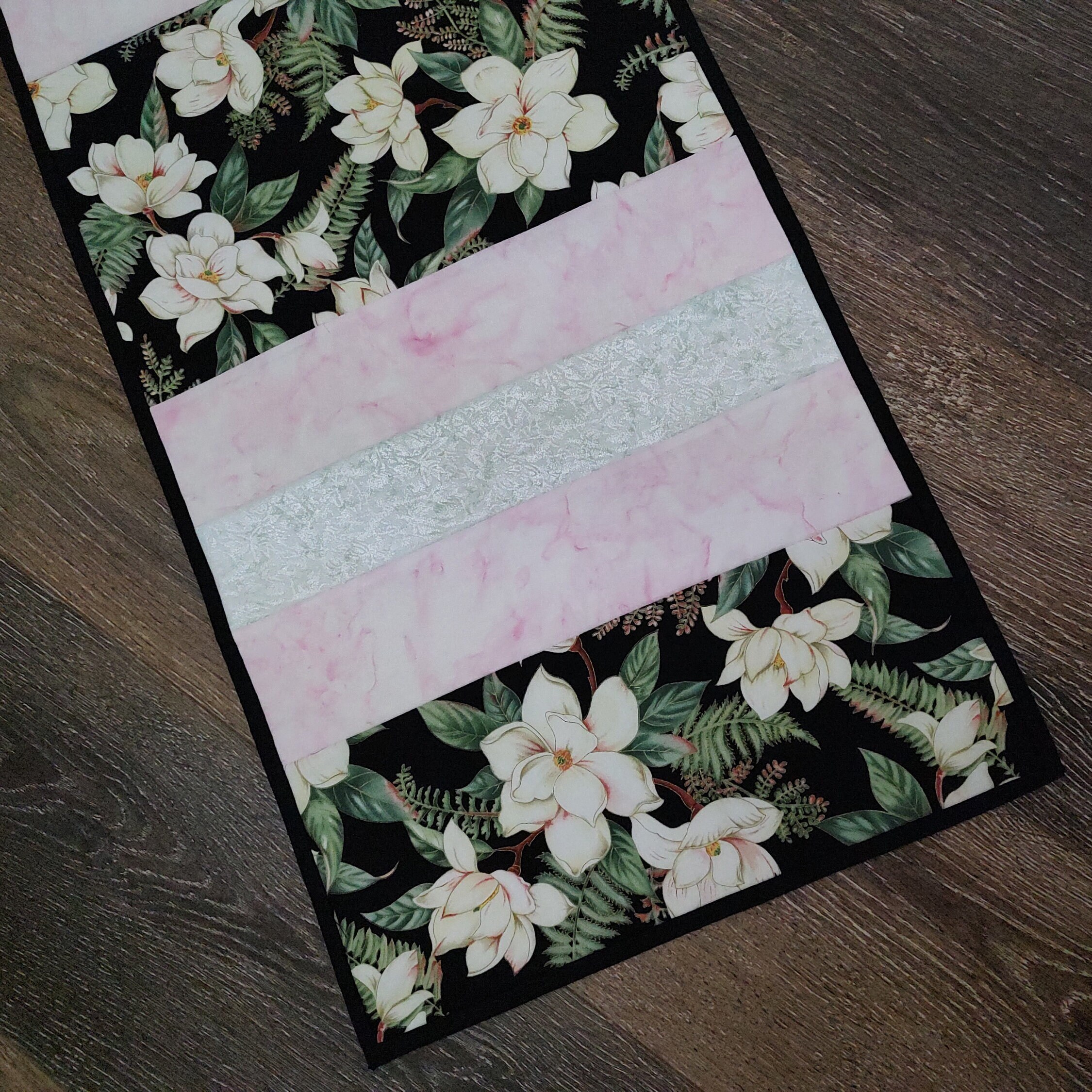 Quilted Magnolia Table Runner/ Table Topper/ Table Decor for Spring or ...