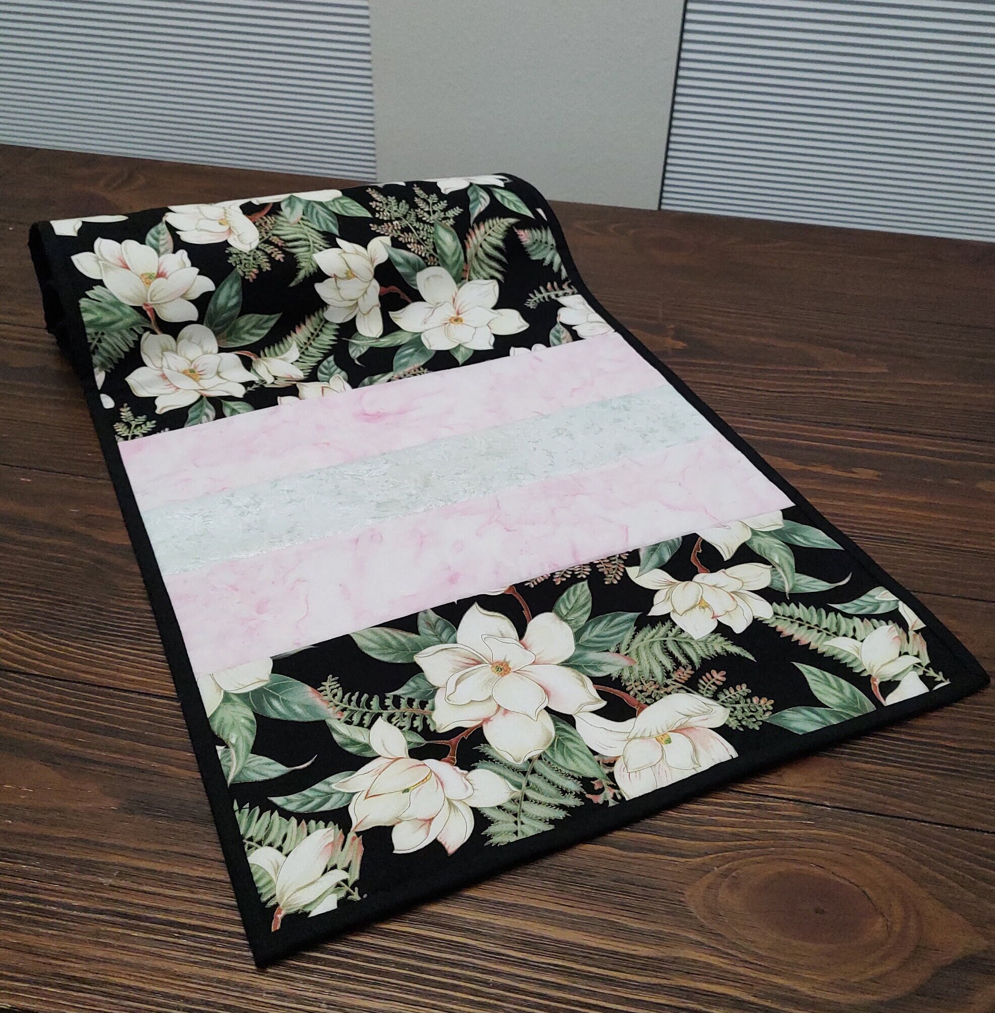 Quilted Magnolia Table Runner/ Table Topper/ Table Decor for Spring or ...