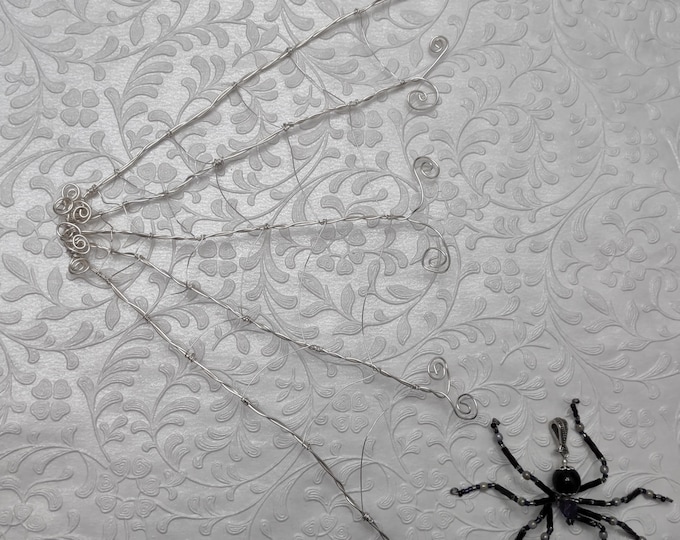 Czechoslovakian Blue Spider Dangles From 12" Barbed Wire Corner Spider ...
