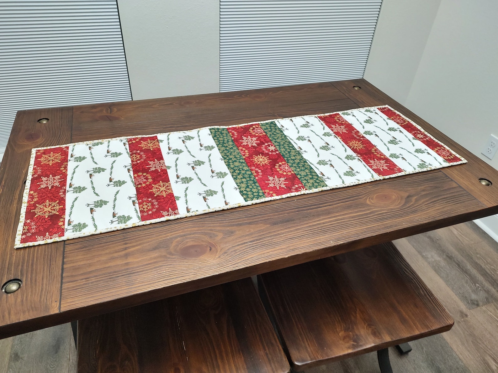 Reversible Quilted Cajun Christmas Table Runner, Winter Table Topper ...