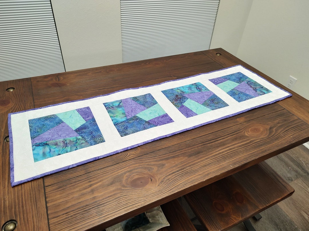 Hand Quilted Crazy Quilt Table Runner: Hidden Butterflies, Jewel Tone ...