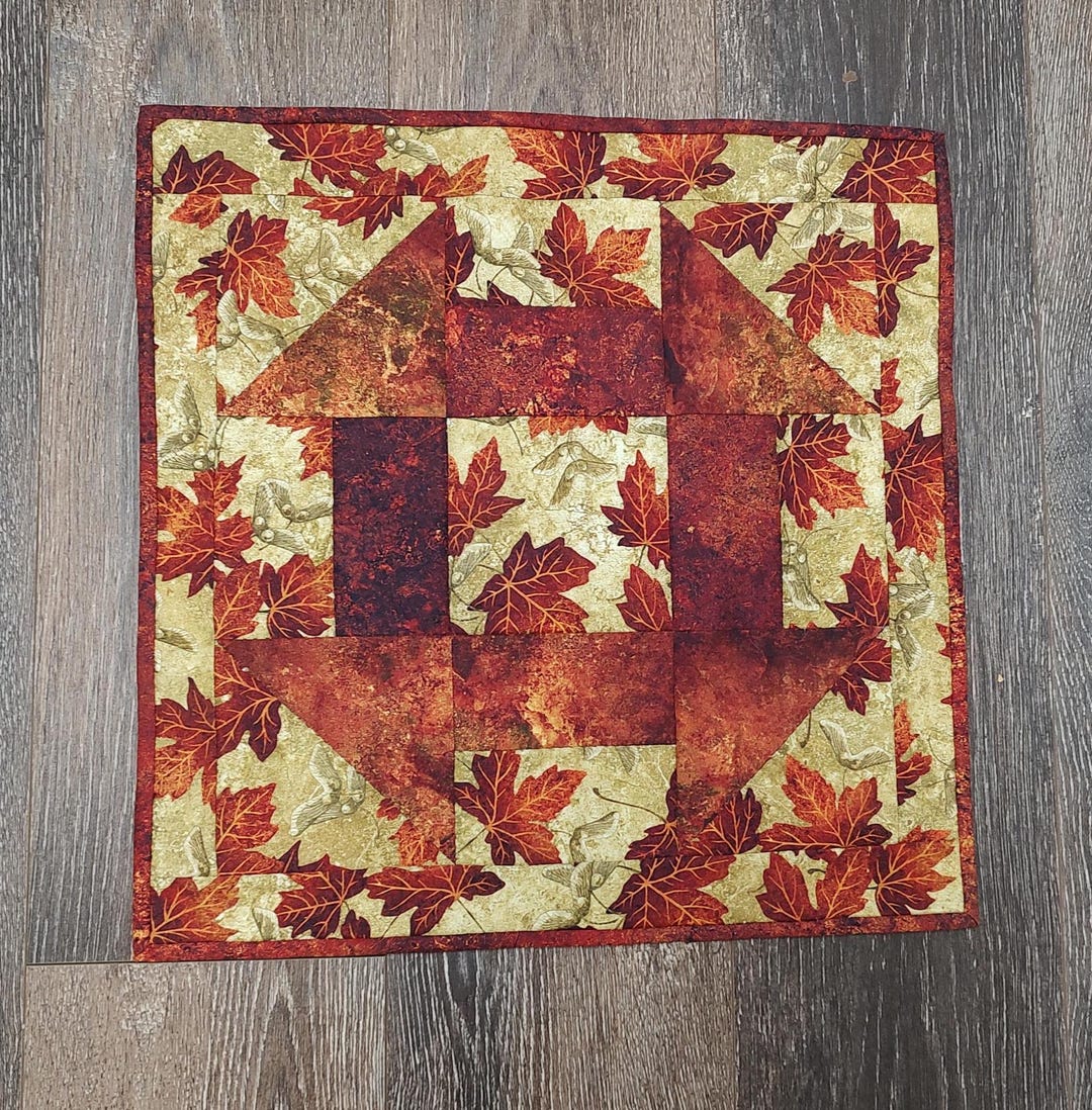 Hand Quilted, Churn Dash, Autumn Table Topper for Fall - Etsy