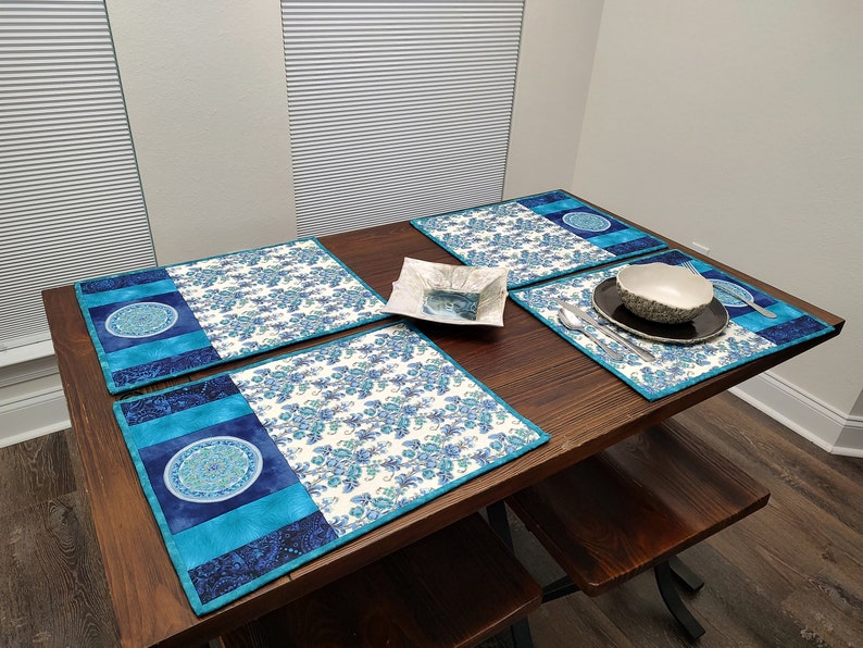 Handmade Blue Quilted Placemats (set of 4) - Etsy