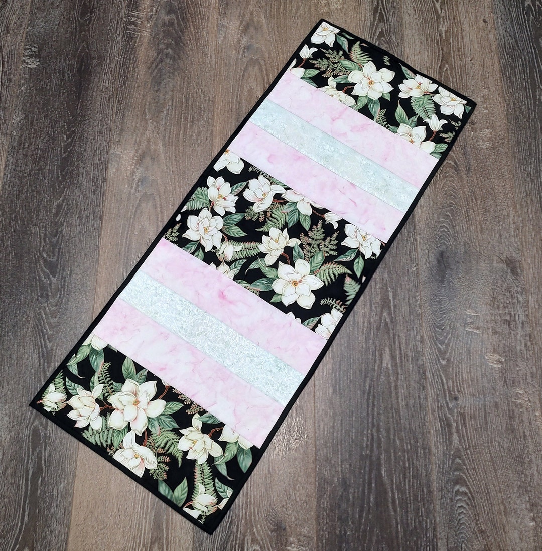 Quilted Magnolia Table Runner/ Table Topper/ Table Decor for Spring or ...