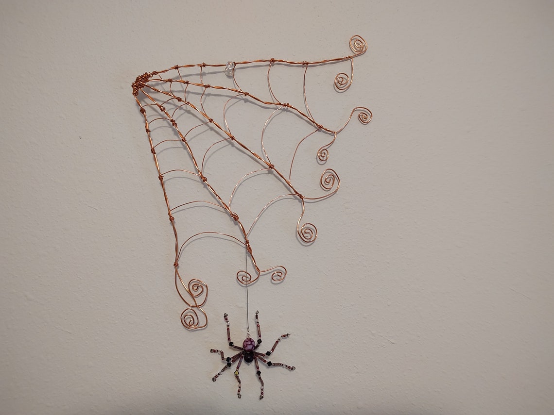 Copper Wire Spider Web Decoration for Halloween - Etsy