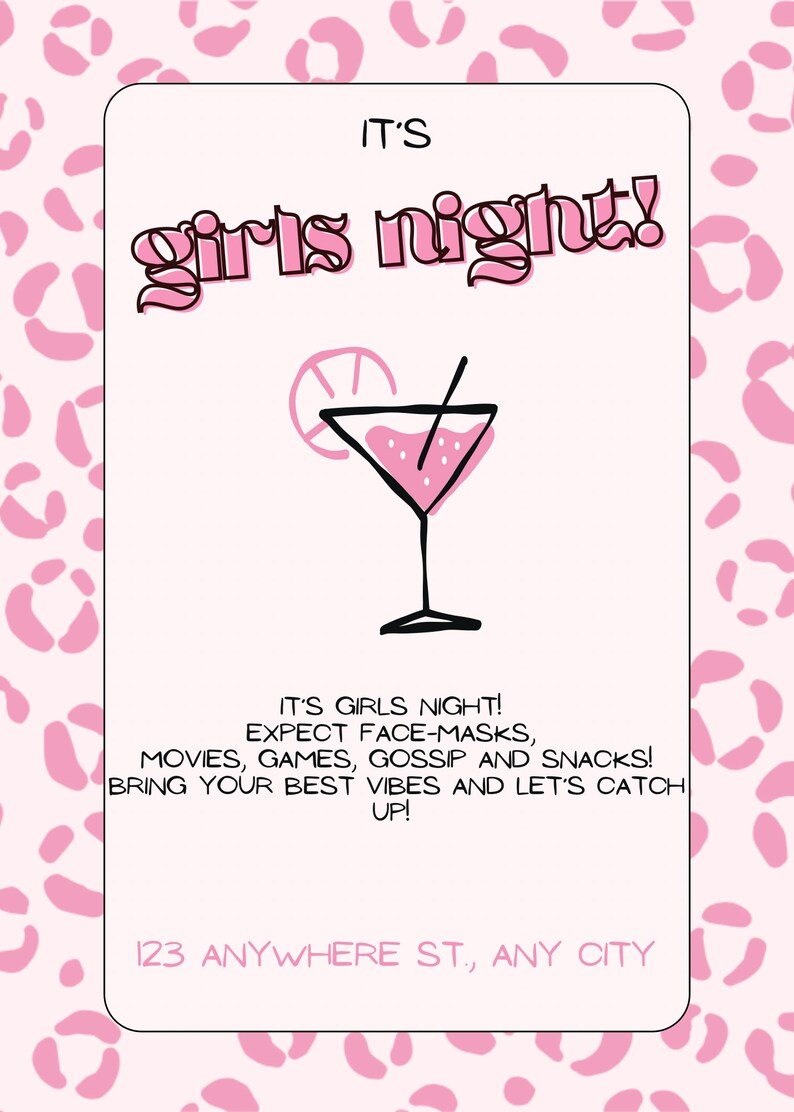 GIRLS NIGHT EDITABLE Digital Invitation (digital Download) - Etsy