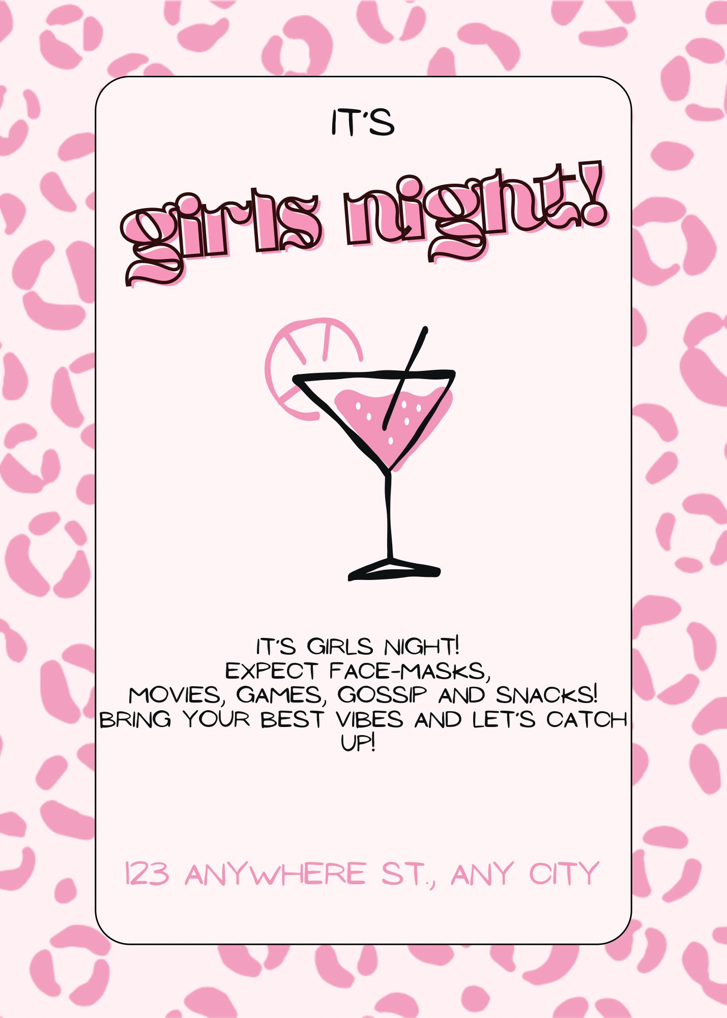 GIRLS NIGHT EDITABLE Digital Invitation (digital Download) - Etsy