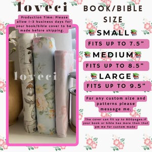 Handmade Fabric Adjustable Book or Bible Cover Gift for Book Lover ...