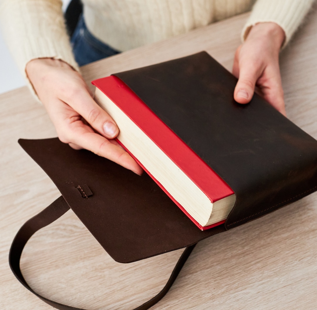 Custom Leather Book Cover, Leather Book Case, Book Sleeve for Big Books ...