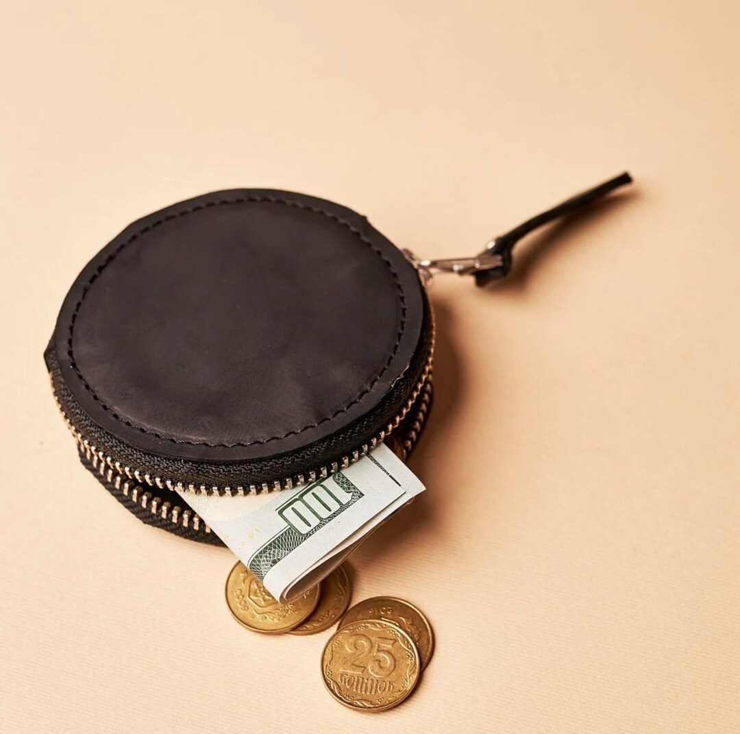 Change Purse for Men, Leather Coin Purse, Zippered Small Leather Pouch ...