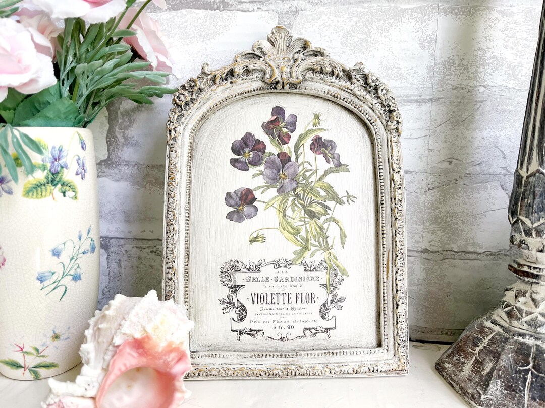 French Country Cottage Violette Flor Ornate Framed Antique Perfume ...