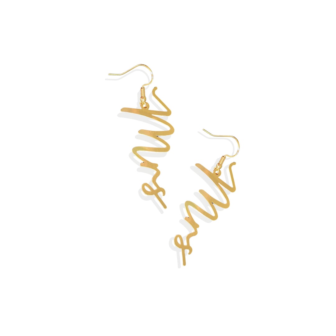 Mrs Shape Gold-tone Earrings Bride-to-be Jewelry Bachelorette ...