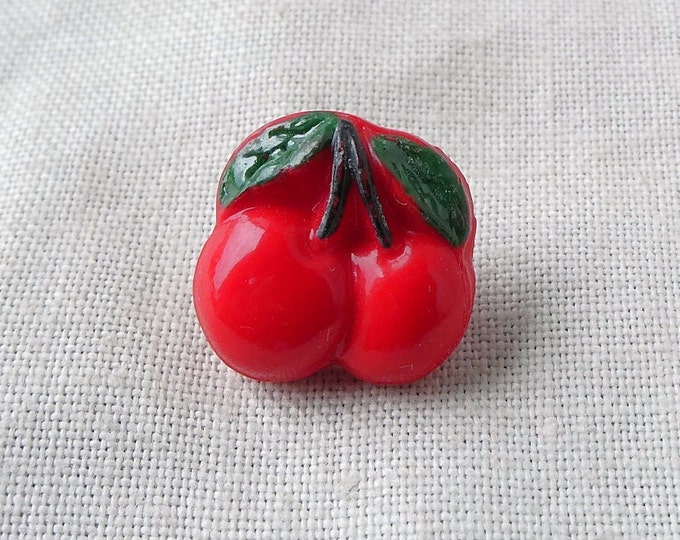 Vintage Realistic Cherry Button Cherries Red Glass Self Shank Button - Etsy