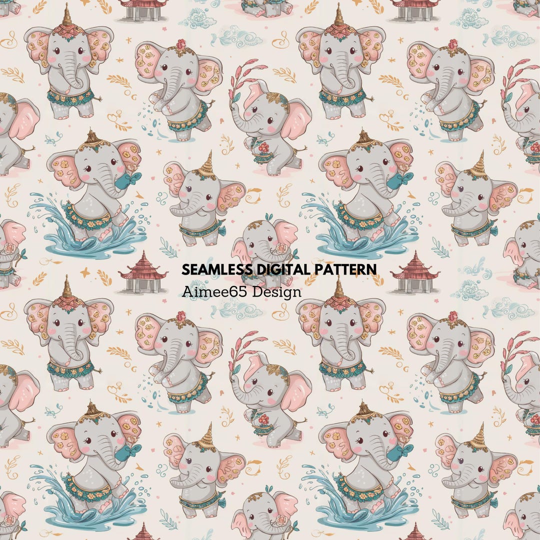 Kids Pattern|cartoon Elephant|children's Art |digital Download ...