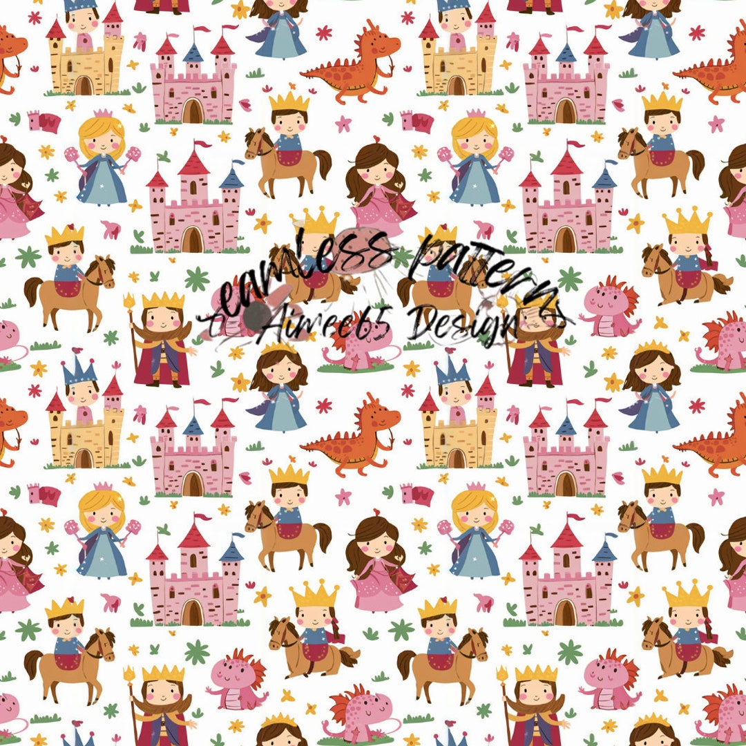 Kids Pattern |charming Princesses| Children's Art |digital Download ...