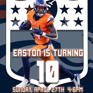 Denver Broncos Birthday Invitation: Football Party, Any Age (digital ...