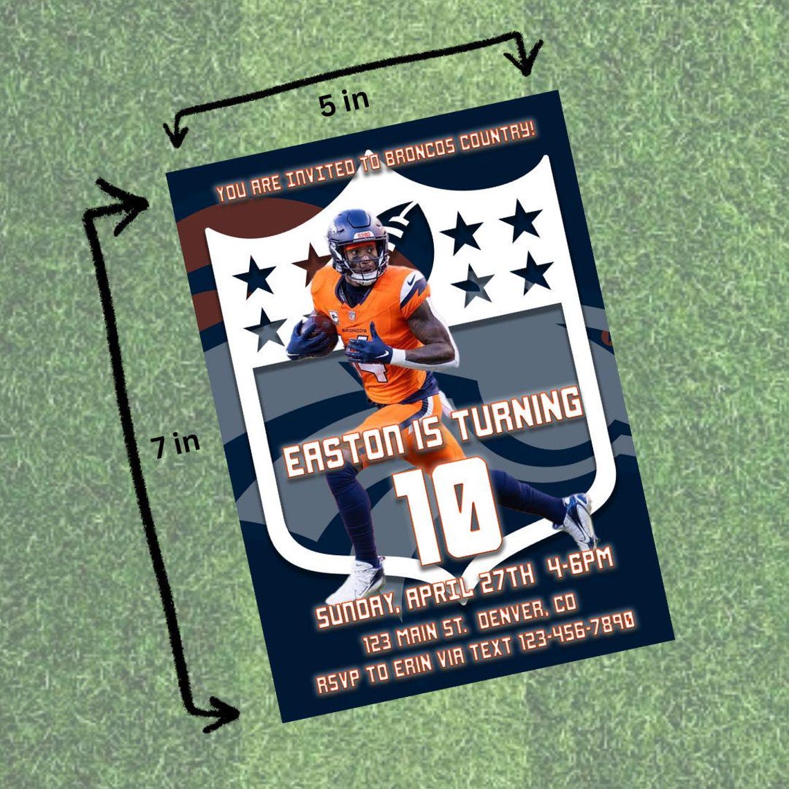 Denver Broncos Birthday Invitation: Football Party, Any Age (digital ...