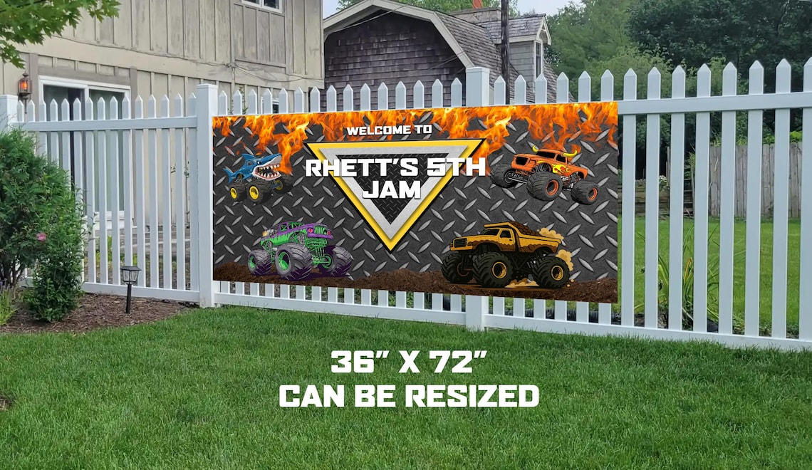 Monster Truck Banner - CUSTOM Digital Download Banner for Birthday ...