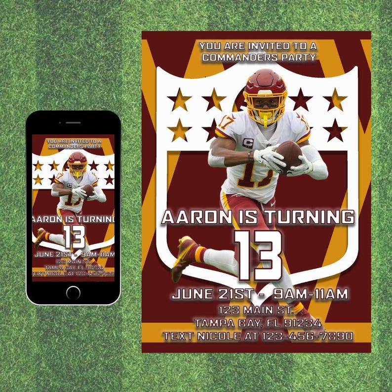 Washington Commanders Birthday Invitation: Football Party (digital) - Etsy