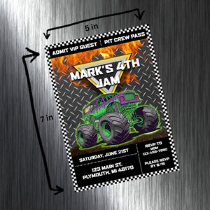 Monster Truck Birthday Invitation: Custom Monster Jam Party (digital ...