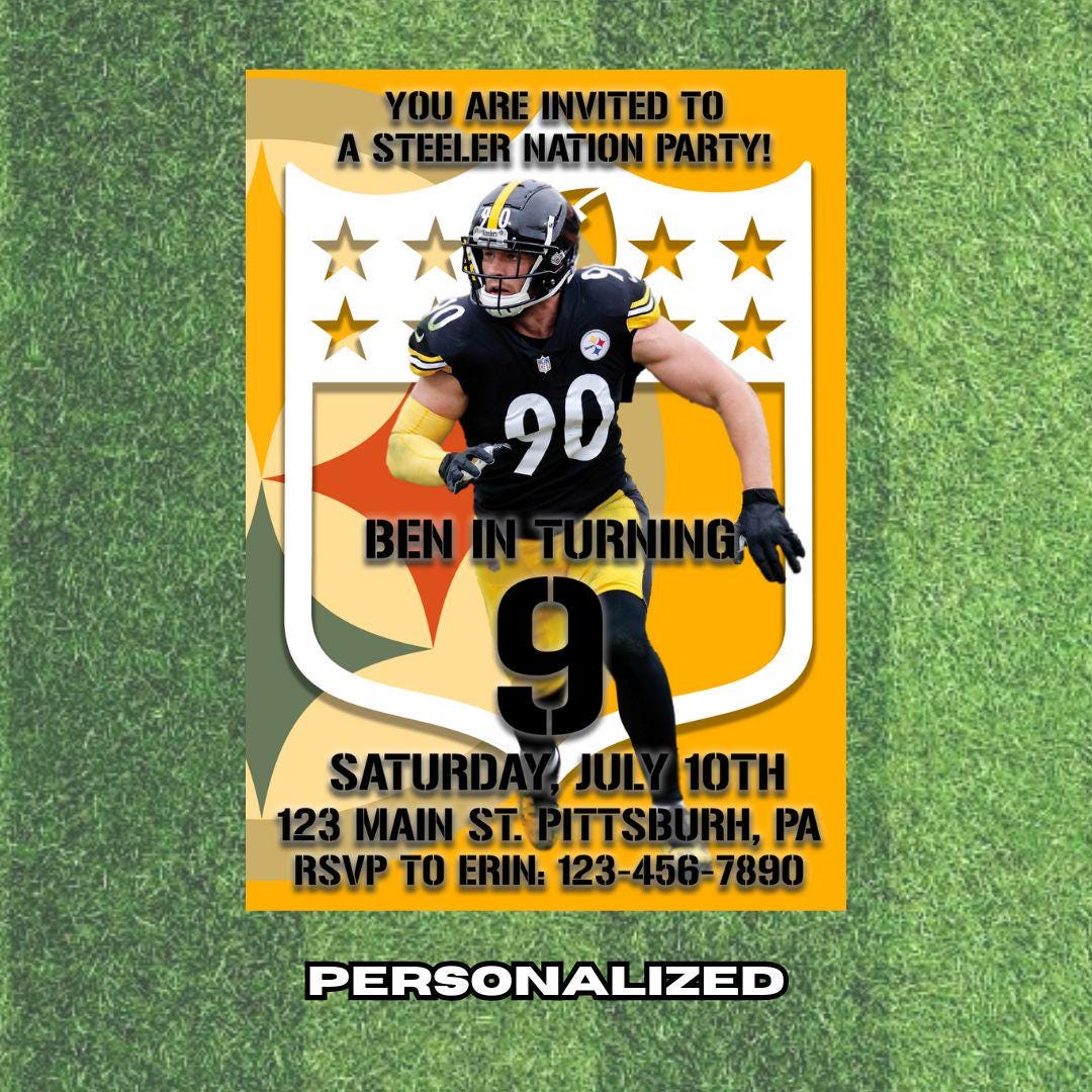 Pittsburg Steelers Birthday Football Invitation With TJ Watt, DK ...