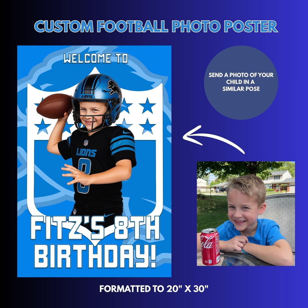 Custom Detroit Lions Football Photo Birthday Party Sign: Digital ...