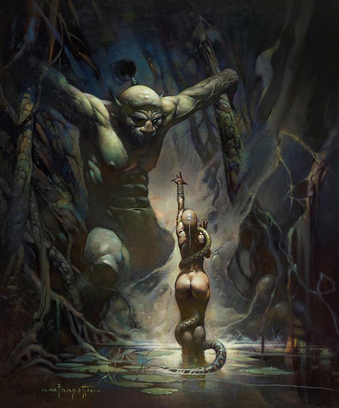 Frank Frazetta Swamp Demon 60x50cm Art Poster Canvas Free