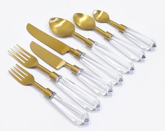 Tortoise Lucite 7 Piece Flatware Set - Etsy
