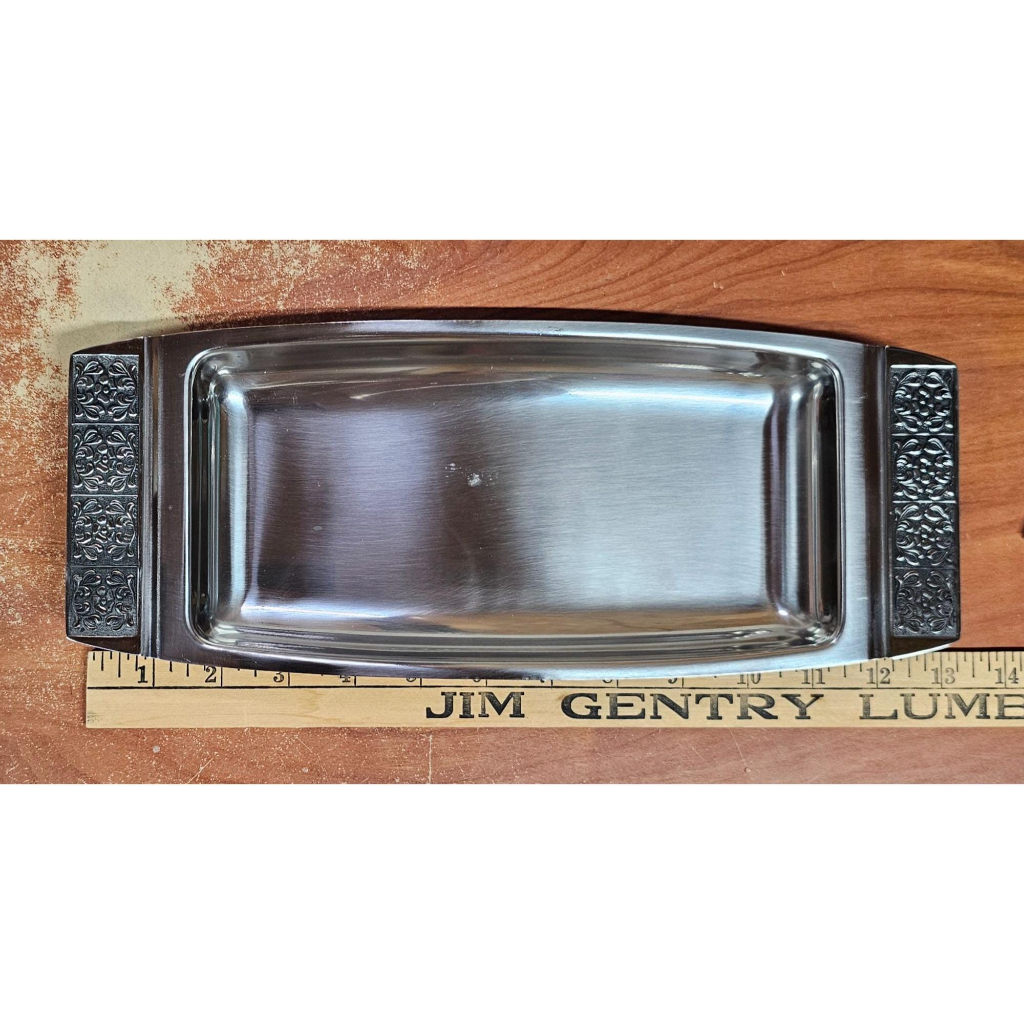 Vintage Bread Tray Stanley Roberts Velvet Stainless Japan Burgandy ...
