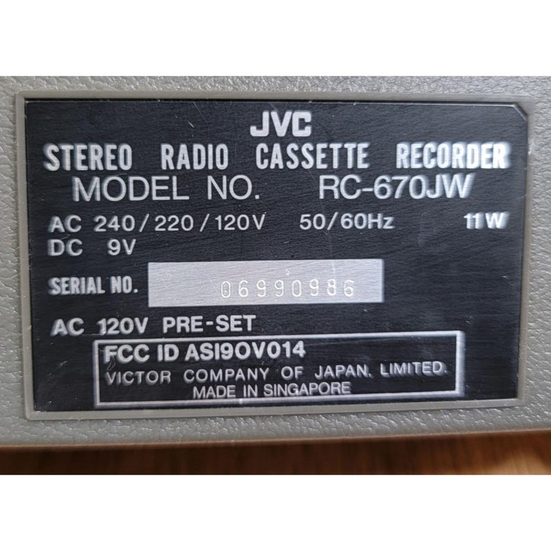 JVC RC-670JW Stereo Radio Cassette Player Recorder Portable Boombox VTG ...