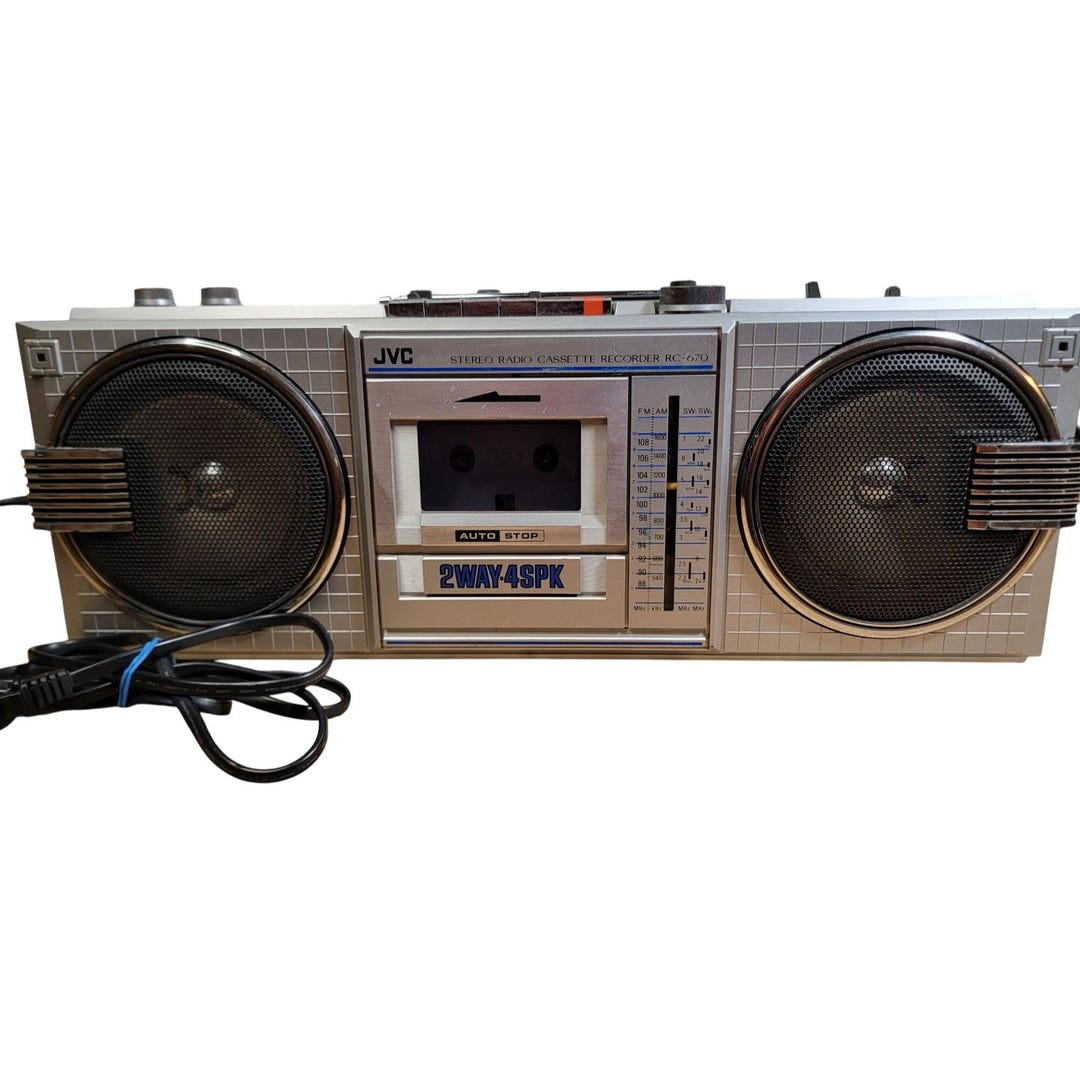 JVC RC-670JW Stereo Radio Cassette Player Recorder Portable Boombox VTG ...
