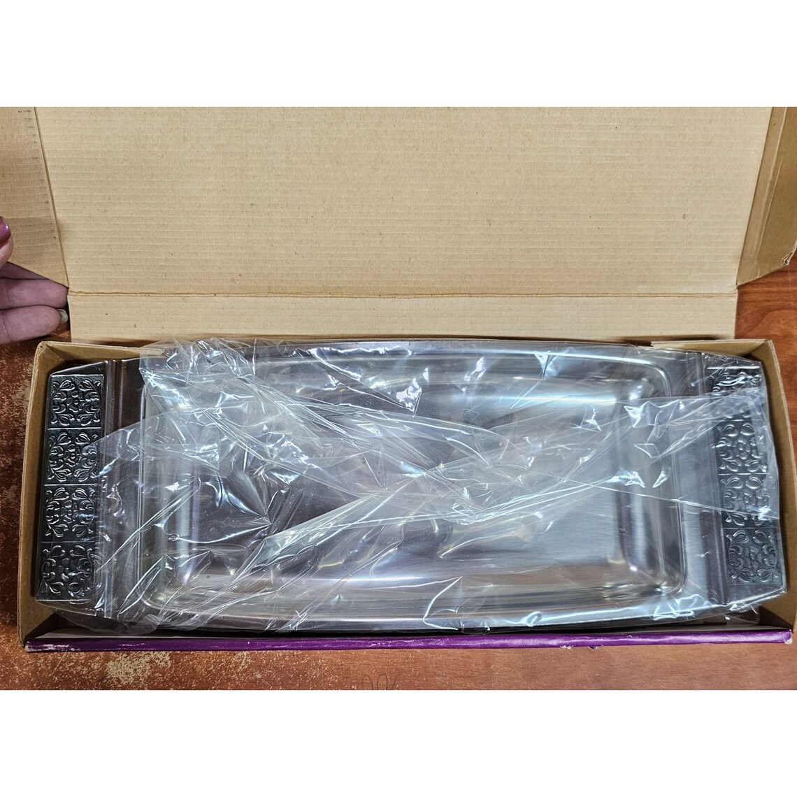 Vintage Bread Tray Stanley Roberts Velvet Stainless Japan Burgandy ...
