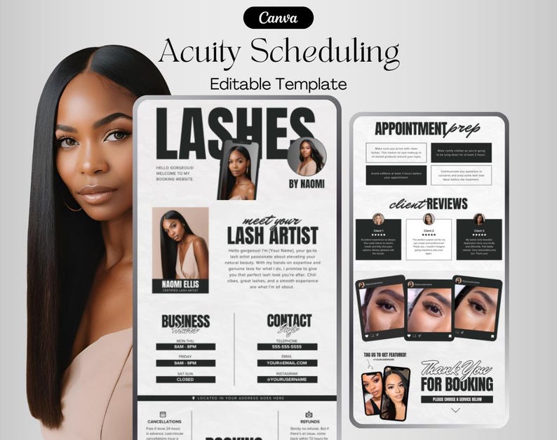 Lash Tech Acuity Scheduling Template, Lash Tech Booking Website, Acuity ...