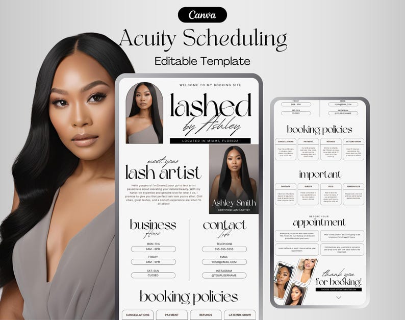 Acuity Scheduling Template, Minimalist Booking Site, Acuity Lash Tech ...