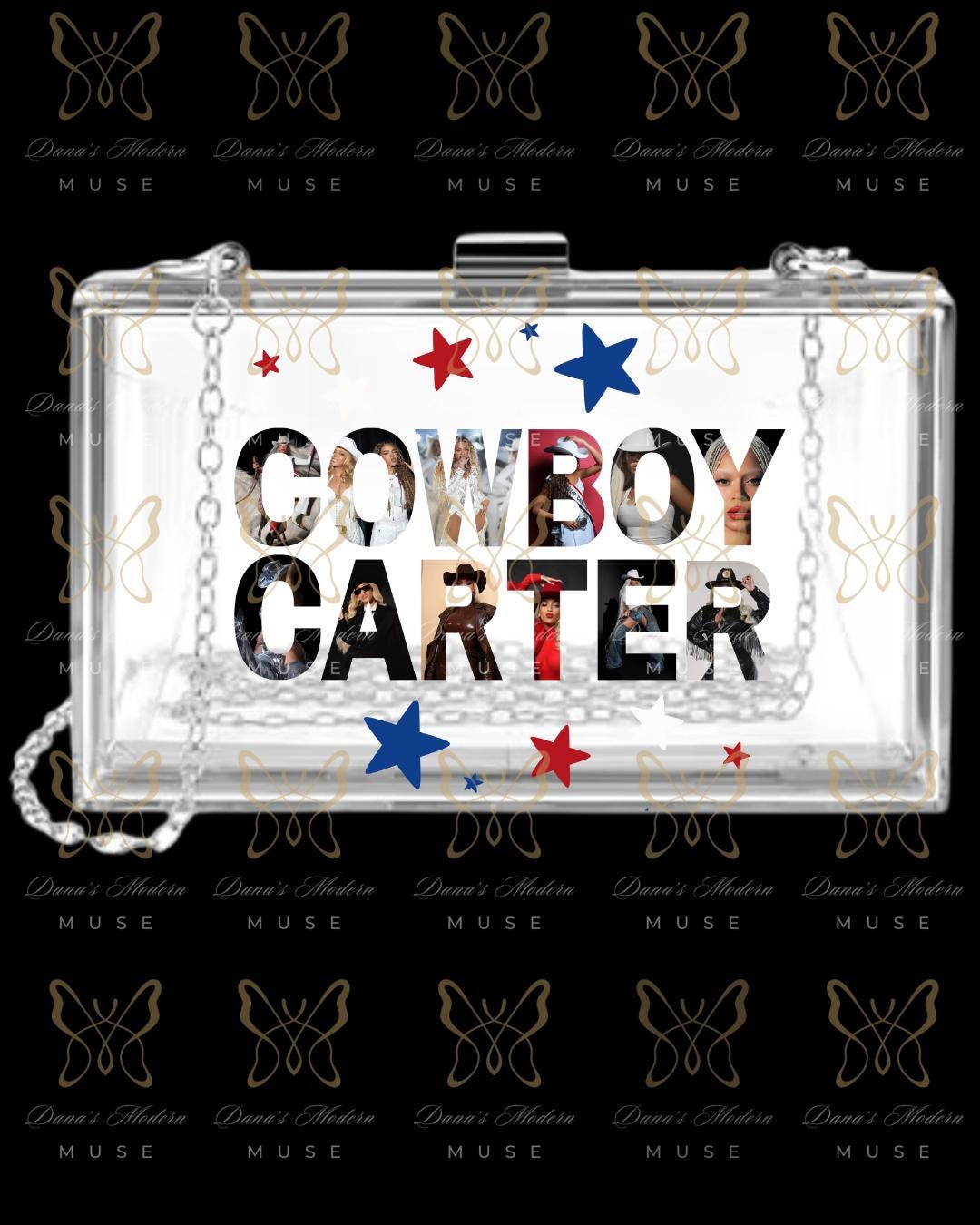 Cowboy Carter Inspired Clear Clutch Bag|stadium Approved| Silver and ...