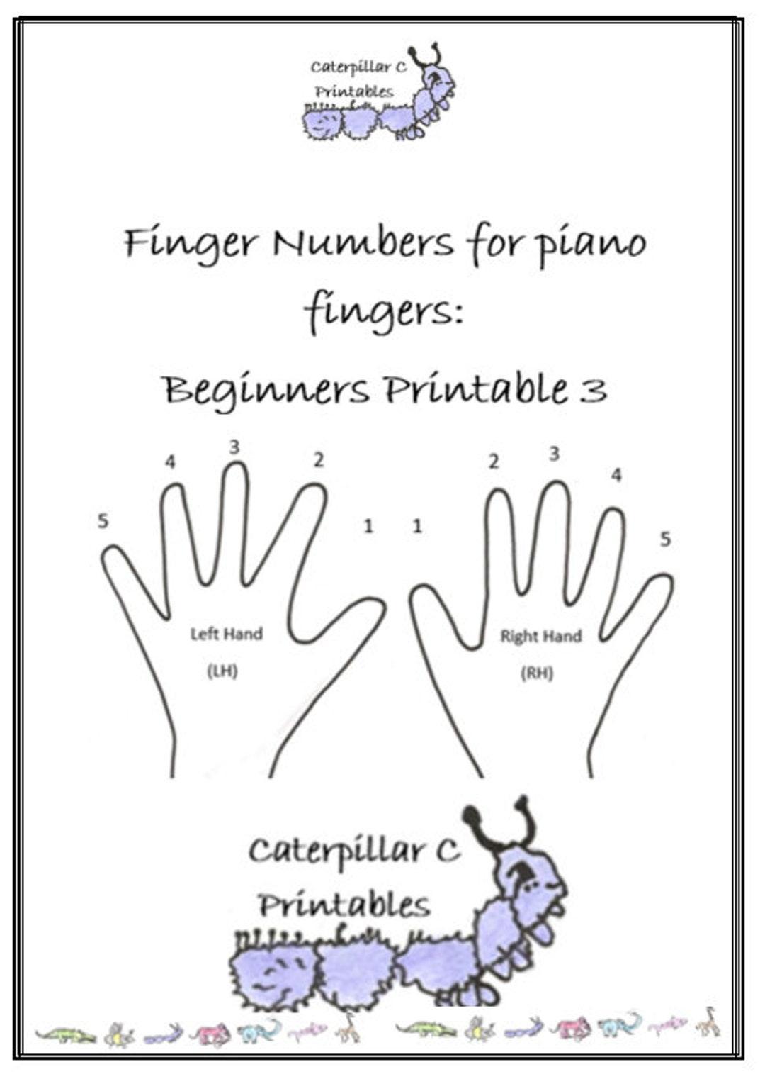 Finger Numbers for Piano Fingers, Beginners Printable 3 - Etsy
