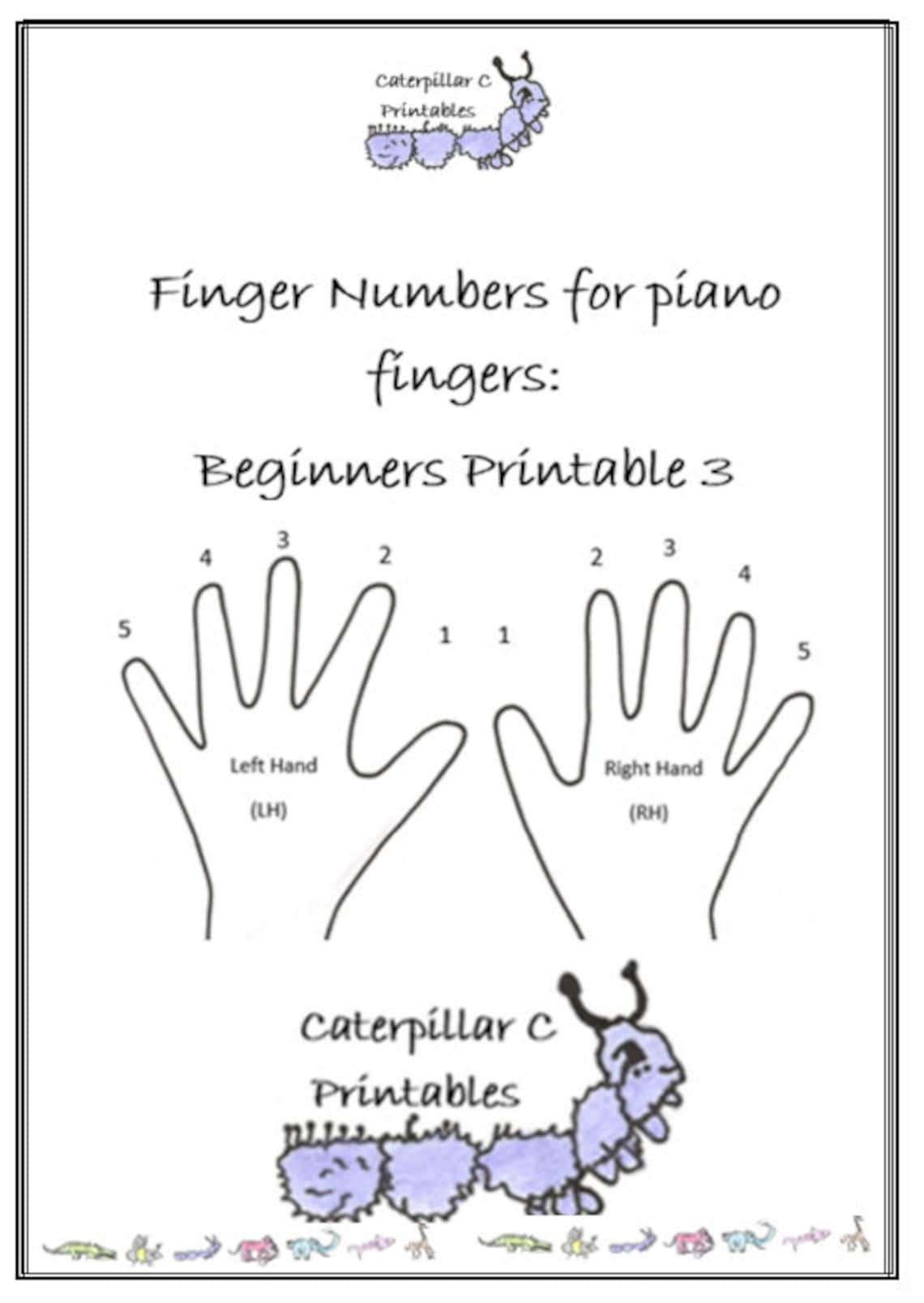 Finger Numbers for Piano Fingers, Beginners Printable 3 - Etsy