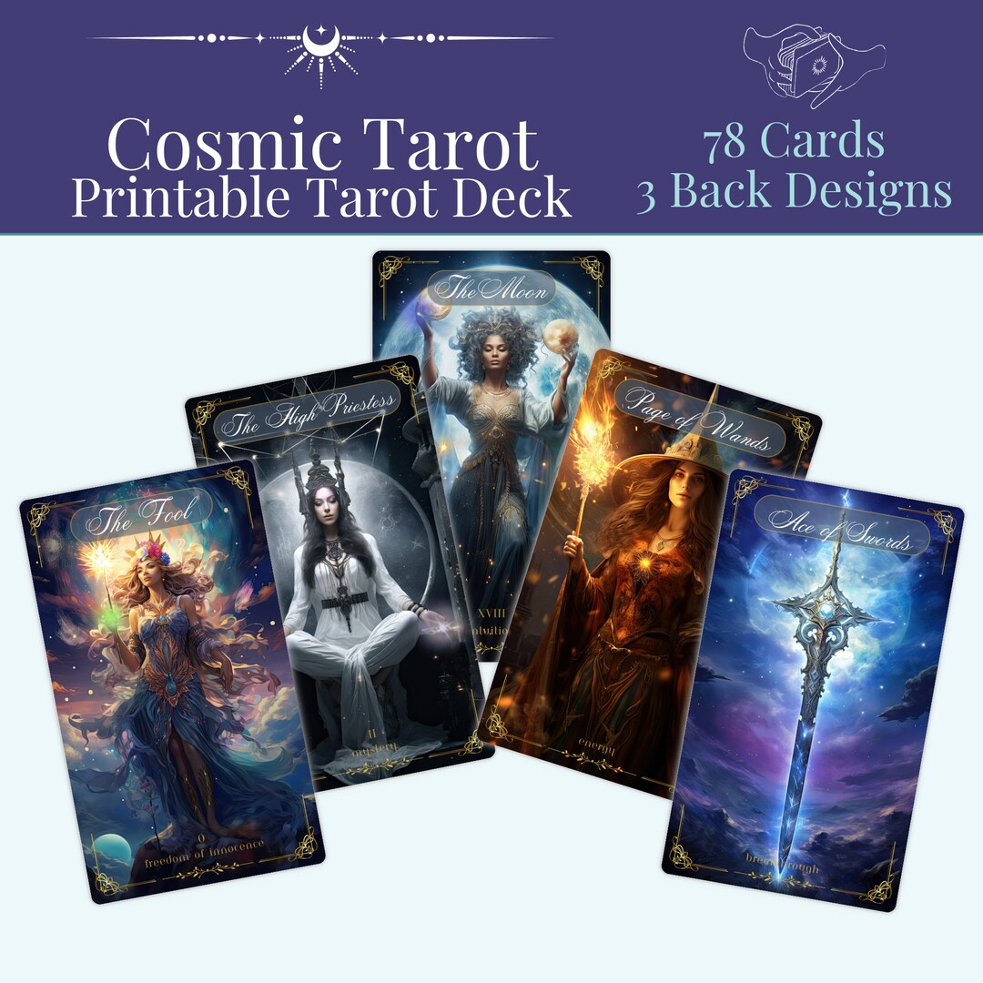 Cartas De Tarot Imprimibles Tarot Cósmico Cartas De Tarot Celestial Tarot Digital - Etsy España