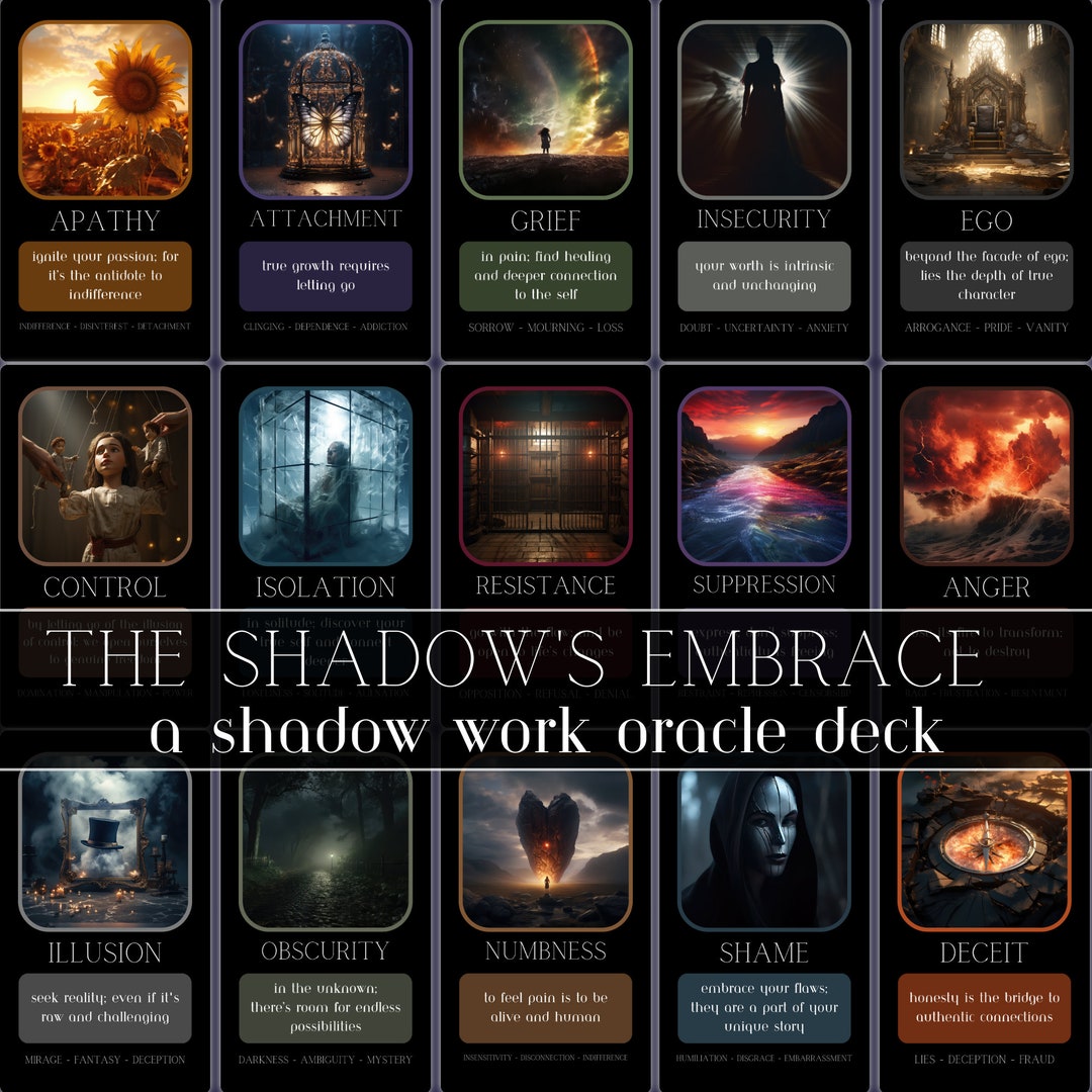 The Shadow's Embrace A Shadow Work Oracle Deck 33 Shadow Work Cards ...