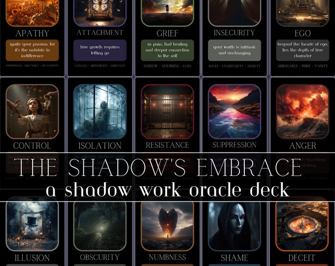 The Shadow's Embrace A Shadow Work Oracle Deck 33 Shadow Work Cards FREE Spiritual Confidence ...