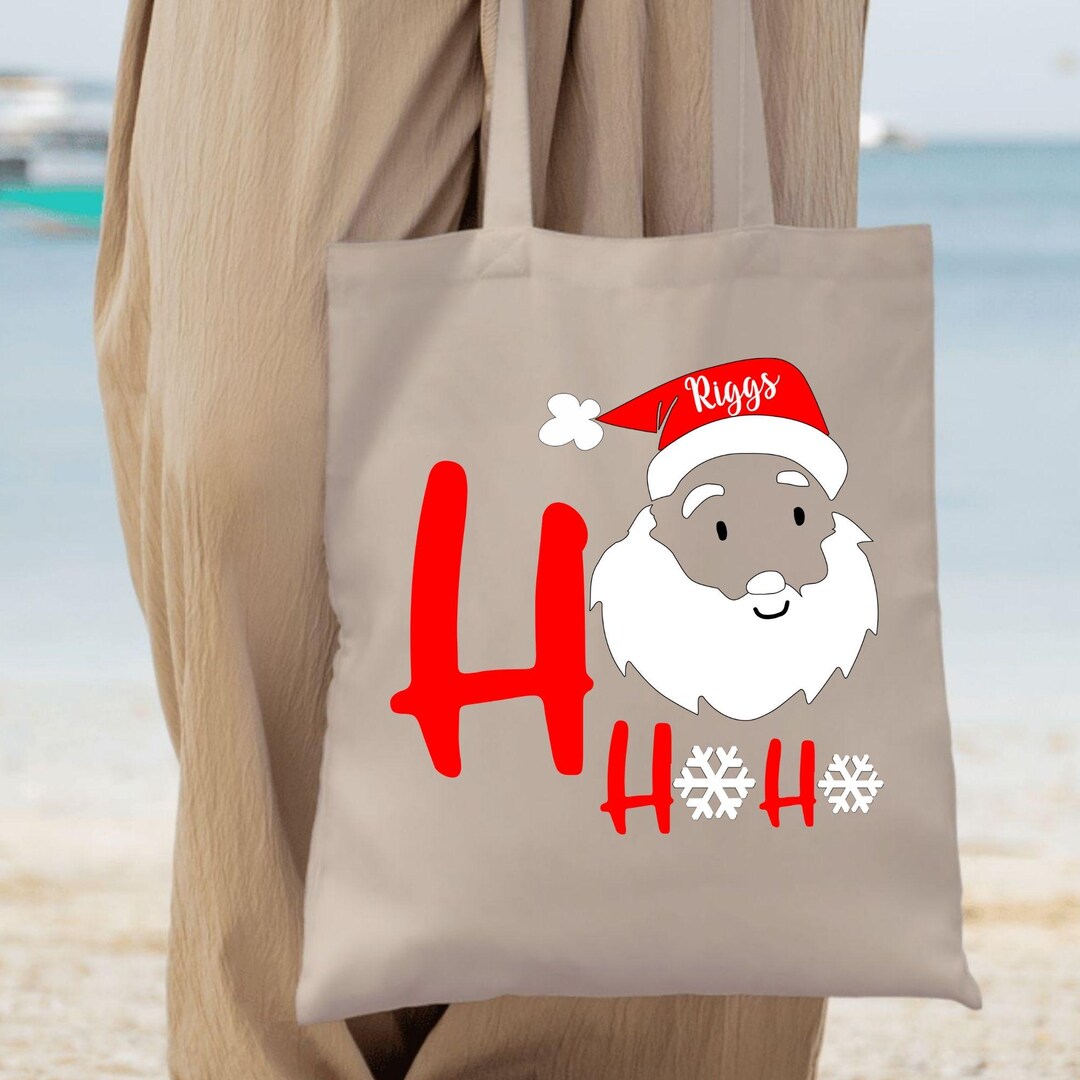 Personalized Santa Tote Bags, Christmas Name, Christmas Gift Bag ...