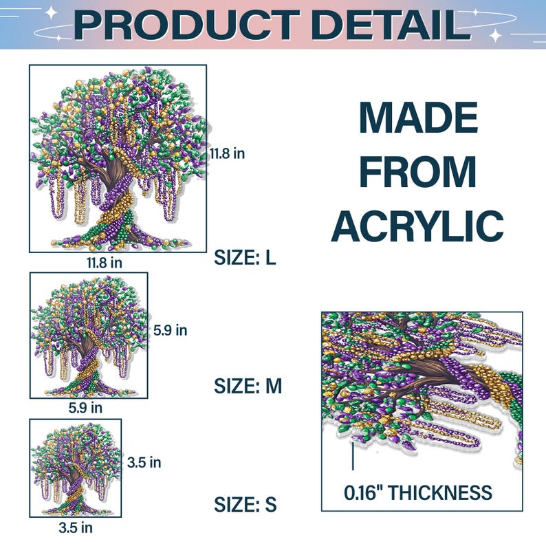 Mardi Gras Tree Window Hanging Ornament, Mardi Gras Beads Tree ACRYLIC ...