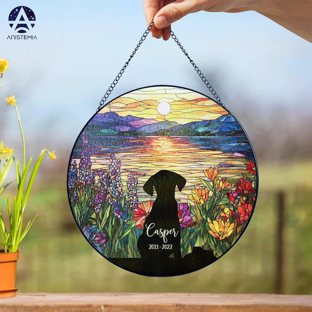 Personalized Dog Memorial Stained Glass Suncatcher,pet Memorial,loss of ...